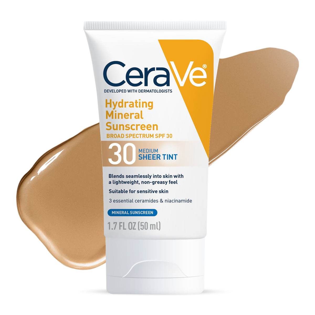 CeraVe Hydrating Mineral Sunscreen SPF 30 for Face with Sheer Tint 1.7 fl oz