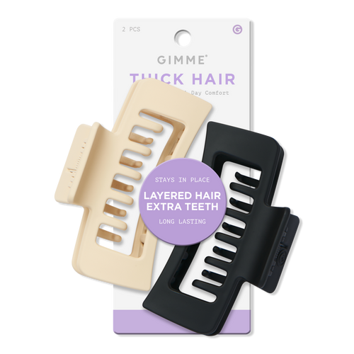GIMME beauty - Blonde/Black Thick Hair Double Teeth Rectangle Claw Clip ...