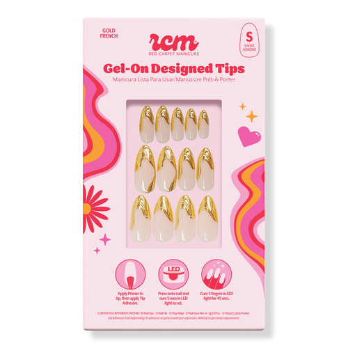 Red Carpet Manicure - Gold French Manicure Gel-On LED Cured Designed ...