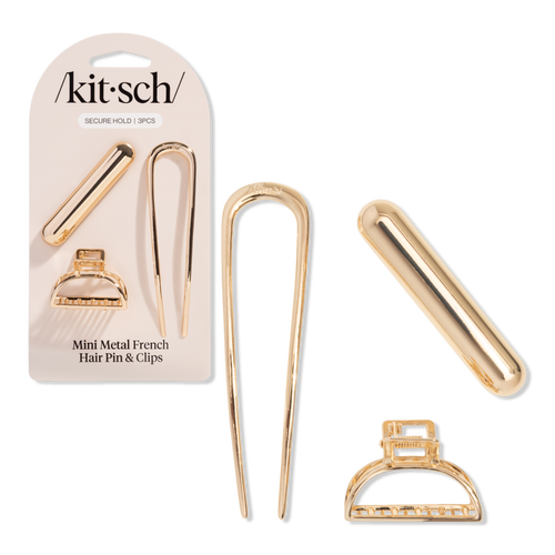 Kitsch - Gold Mini Metal French Hair Pin & Clips 3 Piece Set | Ulta Beauty