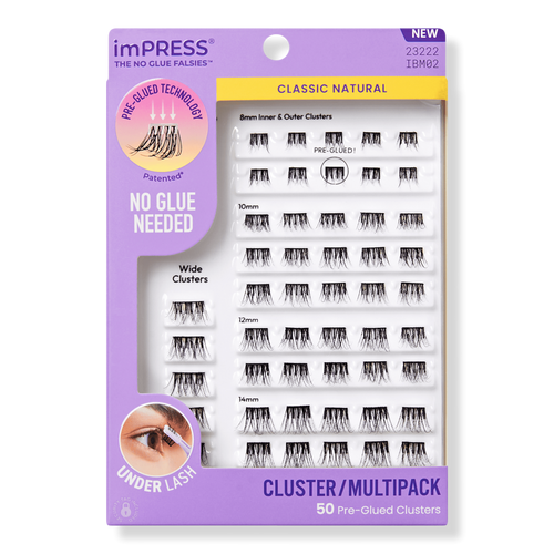 Kiss - Classic Natural imPRESS Multipack Pre-Glued Lash Clusters Kit ...