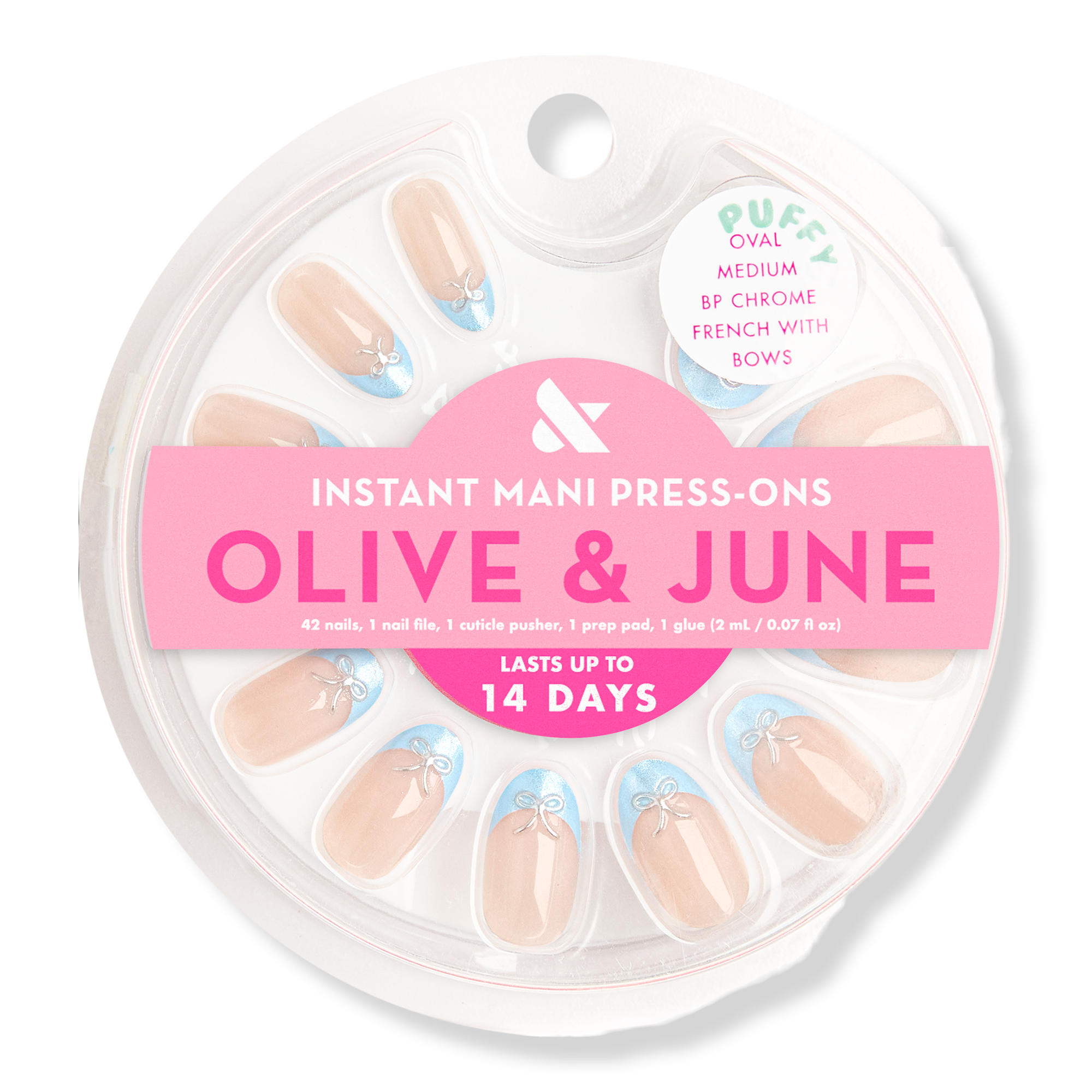 Olive & June - Instant Mani Press-On Nails Chrome French Bows | Ulta Beauty