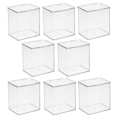 iDesign - Plastic Bathroom Stacking Organizer Box with Hinged Lid ...