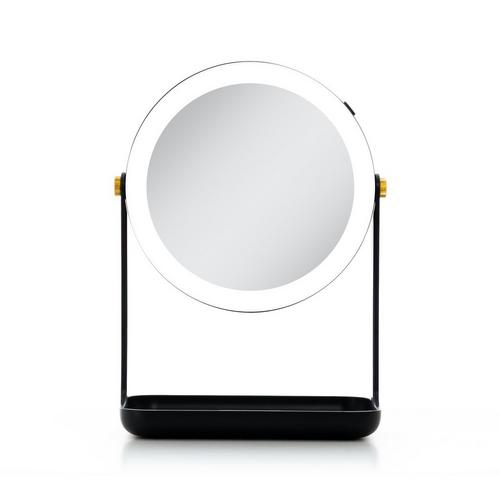 Zadro - Black LED Lighted Makeup Mirror with 5X/1X, Tray & Phone Holder ...