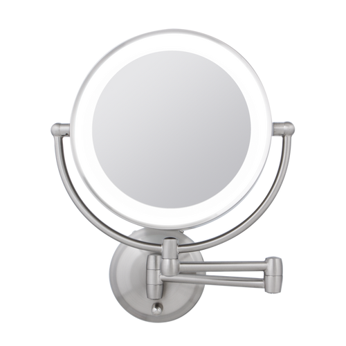Zadro - Satin Nickel Lighted Wall Mounted Makeup Mirror with 10X/1X ...
