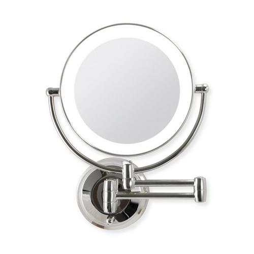 Zadro - Chrome Lighted Wall Mounted Makeup Mirror with 5X/1X Battery ...