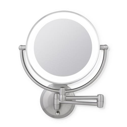 Zadro - Satin Nickel Lighted Wall Mounted Makeup Mirror with 5X/1X ...