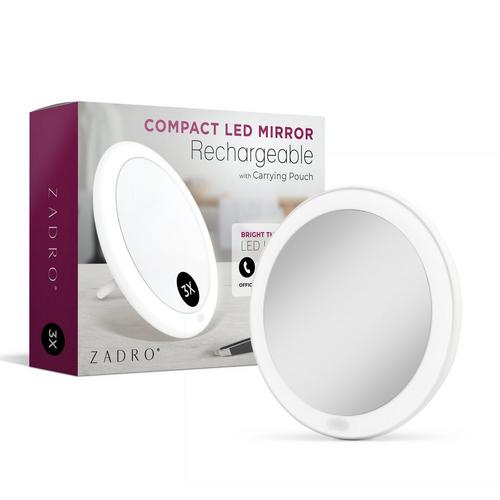 Zadro - White Rechargeable Lighted Compact Mirror with 3X Magnification ...