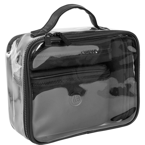 Joan & David - Black The Tonal Sport Nylon 4-Piece Clear Cosmetic Bag ...