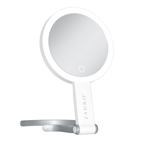 Zadro - White/Silver Multi-Position LED Lighted Hand Mirror with 10X/1X ...