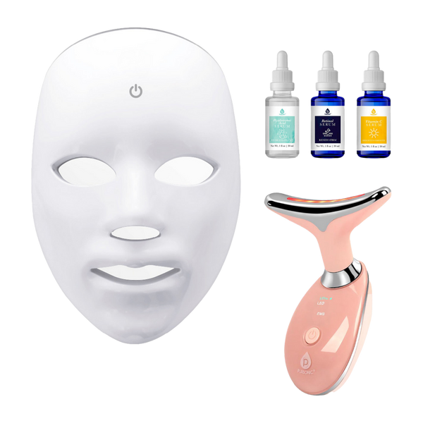 PURSONIC - 7-in-1 LED Face Mask + Sculpting Wand + Anti-Aging Serum Set ...