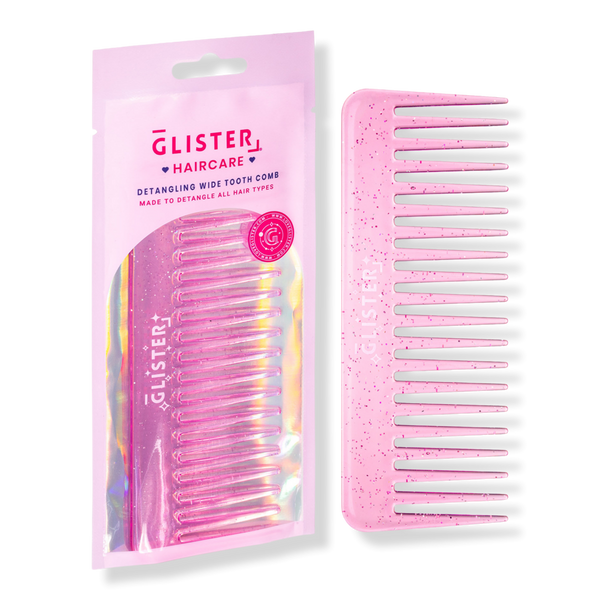GLISTER - Pink "Sparkle" Glitter-Infused Wide Tooth Detangling Comb ...