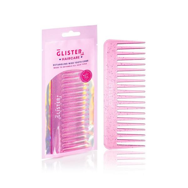 GLISTER - Pink "Sparkle" Glitter-Infused Wide Tooth Detangling Comb ...