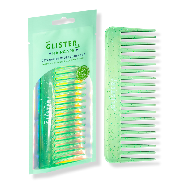 GLISTER - Green "Sparkle" Glitter-Infused Wide Tooth Detangling Comb ...