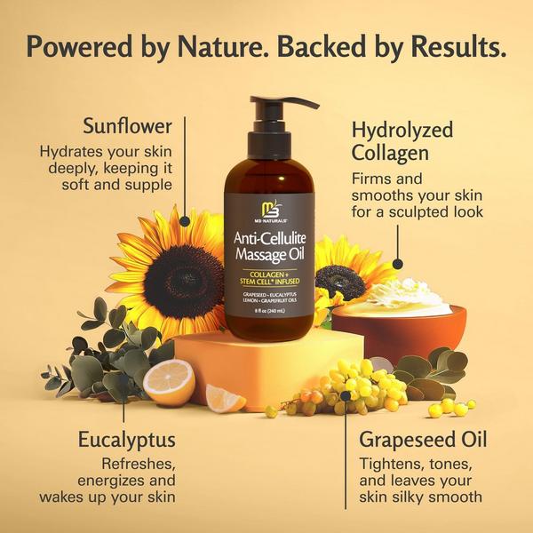 M3 Naturals - 8 oz Anti Cellulite Massage Oil Skin Tightening Body Oil ...